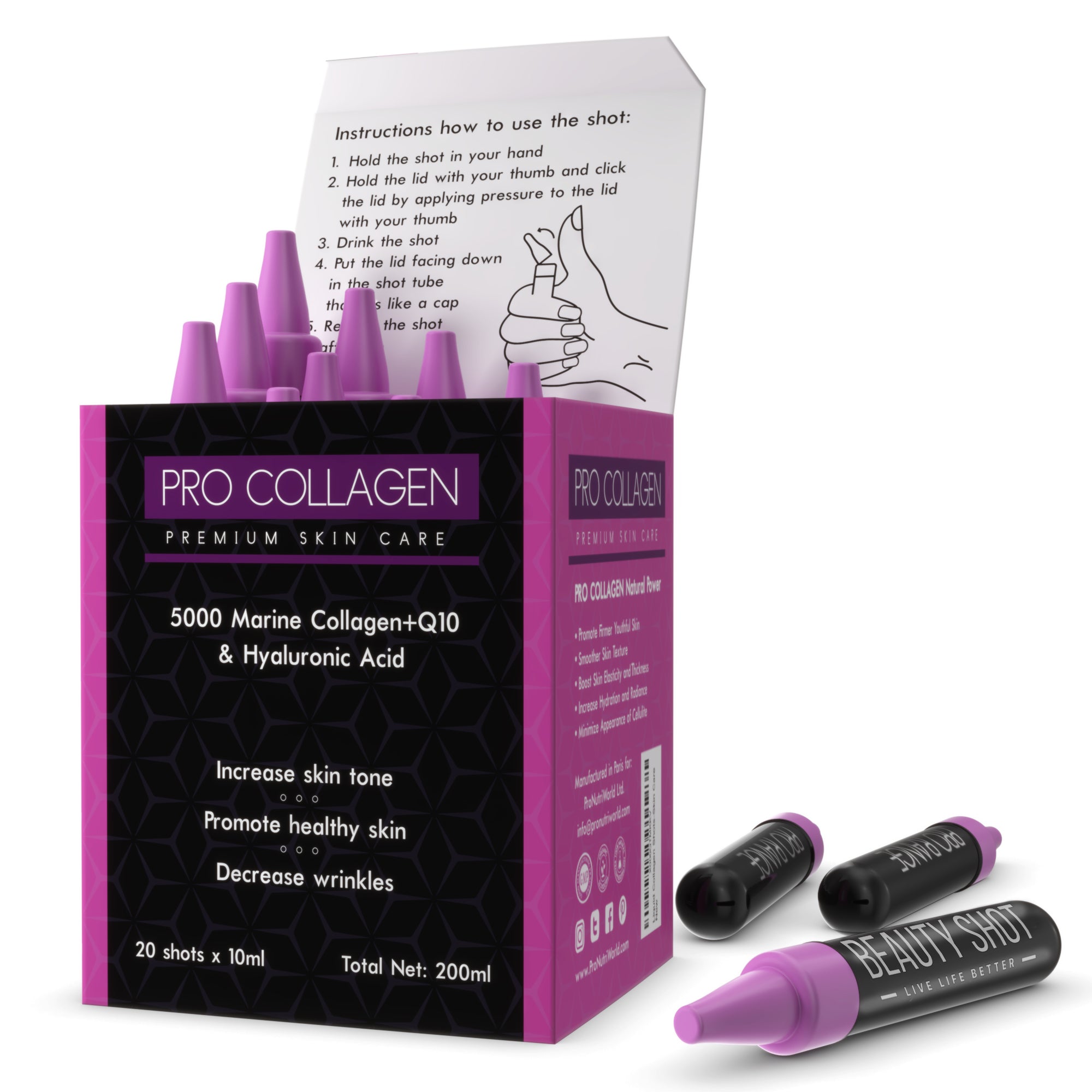 Pro Collagen-Marine Liquid Collagen Drink for Women & Men 20x10ml Shot ...