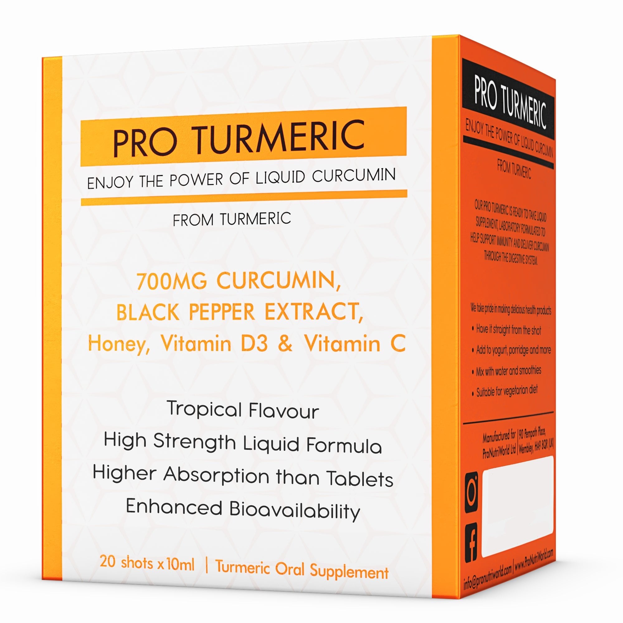 Pro Turmeric Shots – Curcumin + Black Pepper + Vitamin D3 | 20 Liquid ...